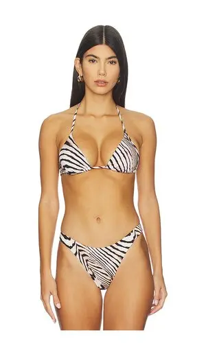VITAMIN A Gia Triangle Bikini Top - Shell Stripe
