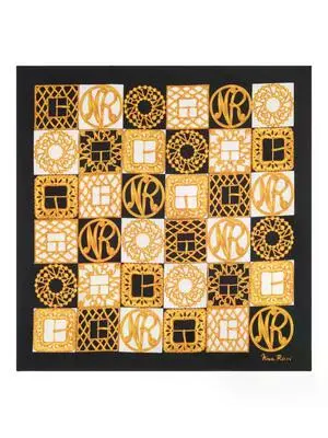 Nina Ricci Checkered Silk Scarf - Black