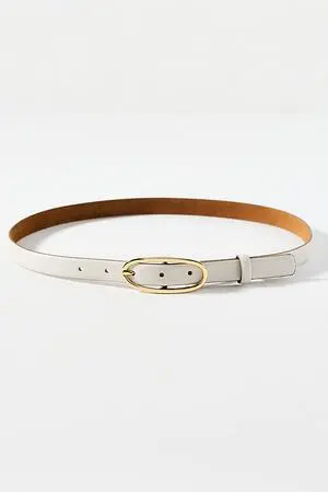 Anthropologie Oval Buckle Belt - Cream / Gold