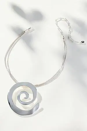 Ettika Aura Swirl Pendant Necklace - Silver