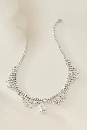 Nadri Hollywood Crystal Statement Necklace - Silver