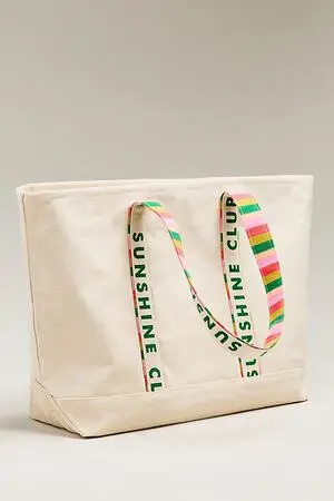 SUNSHINE TIENDA Sunshine Club Canvas Tote - Green Pattern