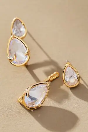 Anthropologie Crystal Teardrop Earrings - Clear