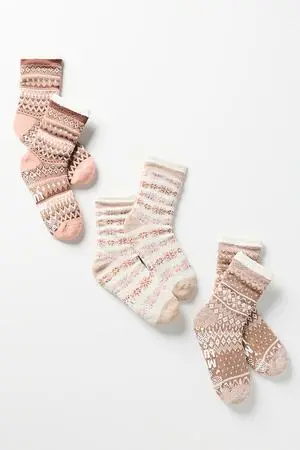 MUK LUKS Tall Cozy Lounge Socks, Set Of 3 - Neutral