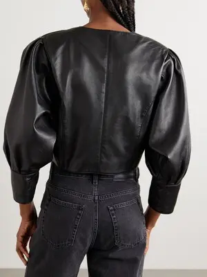 Chloé Cropped Leather Jacket - Black