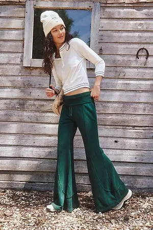 Free People Wanderlust Flare Pants - Evergreen