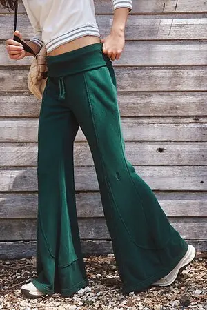 Free People Wanderlust Flare Pants - Evergreen
