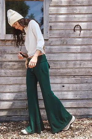 Free People Wanderlust Flare Pants - Evergreen
