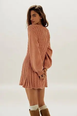 Free People Orla Cable Knit Mini Dress - Nectar