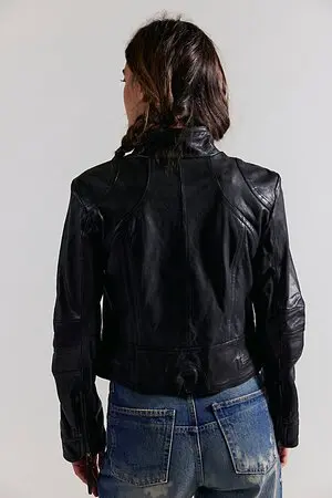 Free People We The Free Circe Leather Jacket - Dark Brown