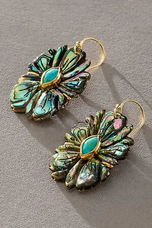 Chan Luu Carved Flower Abalone Earrings
