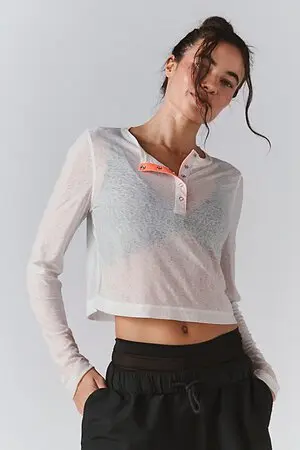 Free People Sheer Pop Henley - White Combo