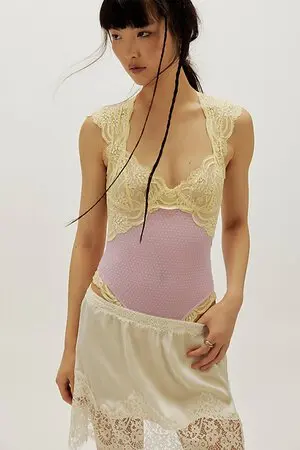 Free People Lace And Mesh Bodysuit - Corsage Combo