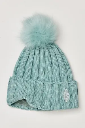 Free People Fresh Powder Pom Beanie - Sterling Blue