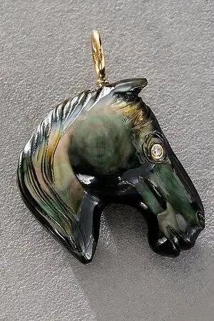 MAURA GREEN Horse Charm - Black Mother Of Pearl