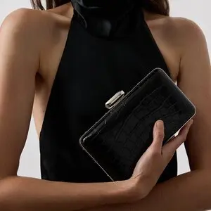Ralph Lauren Alligator Evening Clutch - Black