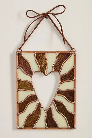 CUTIE LIL GLASS Opalescent Heart Burst Suncatcher - Sunray