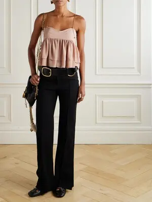 Chloé Embellished Organic Silk-mousseline Camisole - Pink