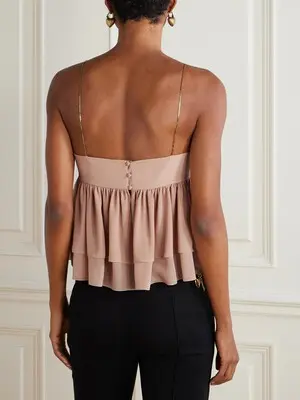 Chloé Embellished Organic Silk-mousseline Camisole - Pink