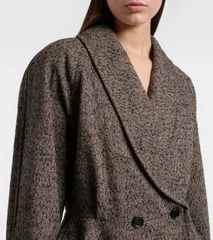 Chloé Herringbone Peplum Wool-blend Coat