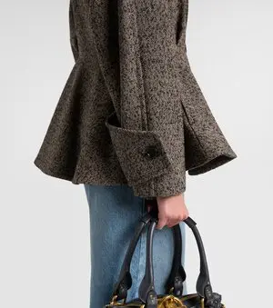 Chloé Herringbone Peplum Wool-blend Coat