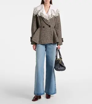 Chloé Herringbone Peplum Wool-blend Coat