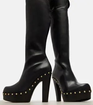 Chloé Lola Studded Leather Over-the-knee Boots - Black