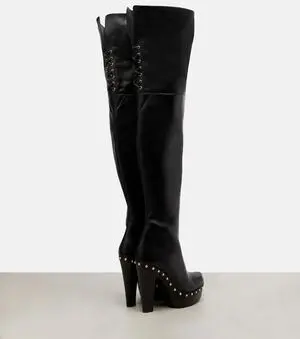 Chloé Lola Studded Leather Over-the-knee Boots - Black