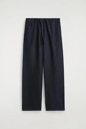 Cos Drawstring Denim Pants In Cotton - Indigo