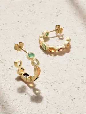 PIPPA SMALL 18-karat Gold Stone Hoop Earrings - Multi