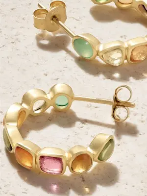 PIPPA SMALL 18-karat Gold Stone Hoop Earrings
