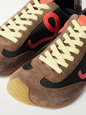 Loewe Ballet Runner 2.0 Logo-appliquéd Leather, Canvas And Suede Sneakers - Brown