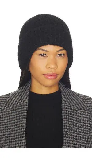 Jocelyn Rib Knit Cuffed Hat - Black