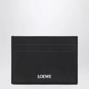 Loewe Cardholder With Textured Chevron Motif - Black