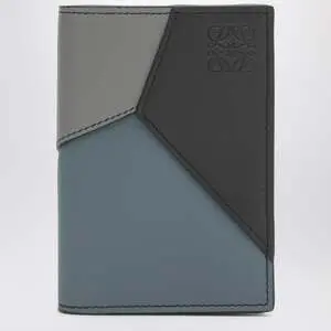 Loewe Bifold Puzzle Cardholder In Asphalt Gray/Blue Grey