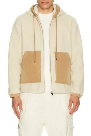 Moncler Zip Up Teddy Fleece Cardigan - Golden Sand