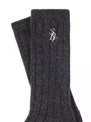 SPORTY & RICH Ribbed Knit Socks - Grey