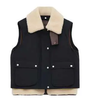 Loewe Shearling-collar Gilet - Black