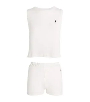 Polo Ralph Lauren Cotton Pointelle Tank And Shorts Pyjama Set - Ivory