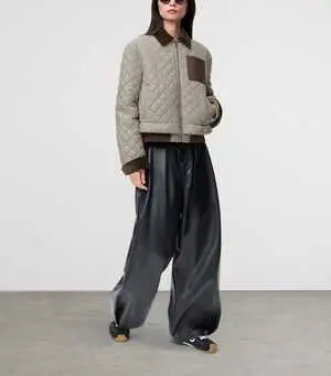 Loewe Quilted Jacket With Corduroy Collar - Grey