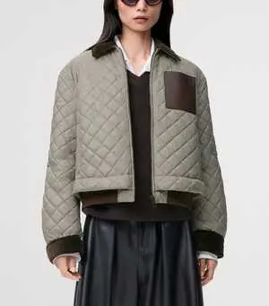 Loewe Quilted Jacket With Corduroy Collar - Grey