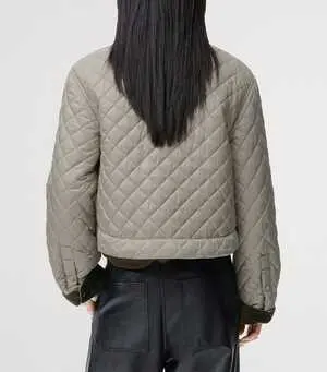 Loewe Quilted Jacket With Corduroy Collar - Grey