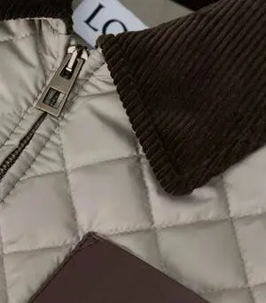 Loewe Quilted Jacket With Corduroy Collar - Grey