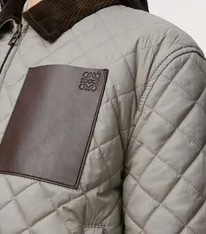 Loewe Quilted Jacket With Corduroy Collar - Grey