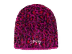 StÜssy Leopard Skullcap Beanie - Pink