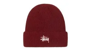 StÜssy Basic Cuff Beanie - Dark Red
