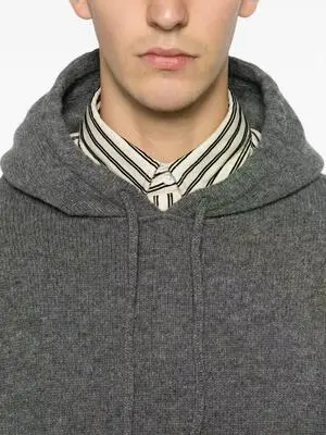 SEVEN GAUGE Ribbed-pocket Knit Hoodie - Grey
