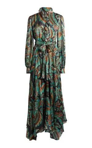 Etro Ruffled Printed Silk Maxi Dress