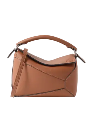Loewe Puzzle Edge Mini Textured-leather Shoulder Bag - Brown