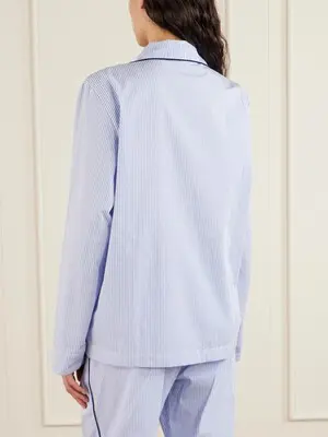 Sporty & Rich Embroidered Striped Pajama Shirt